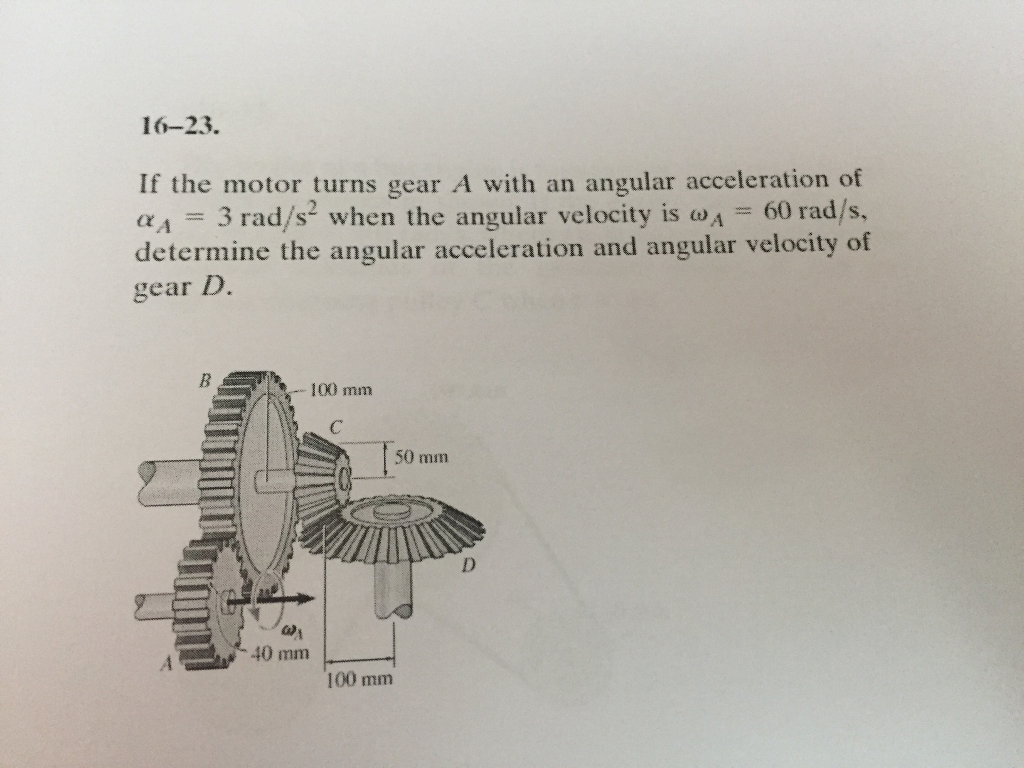 Solved 16-23. If the motor turns gear A with an angular | Chegg.com