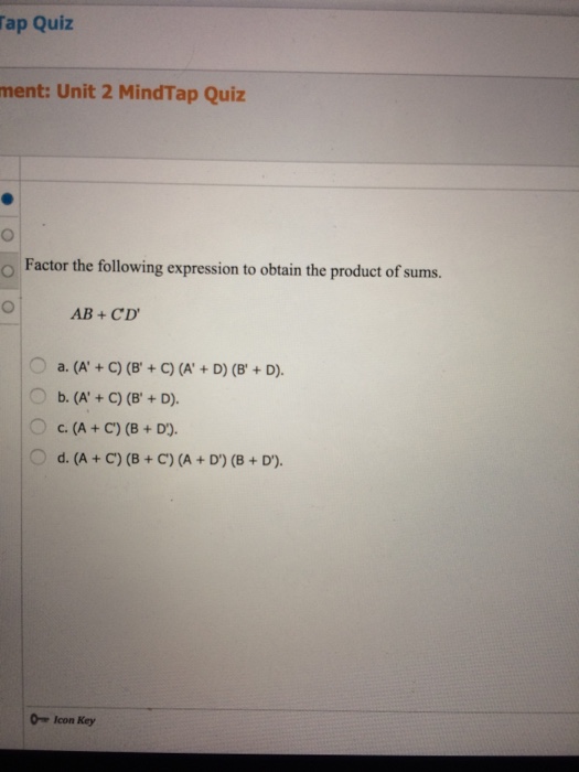 Solved: Ap Quiz Ment: Unit 2 MindTap Quiz O Factor The Fol... | Chegg.com