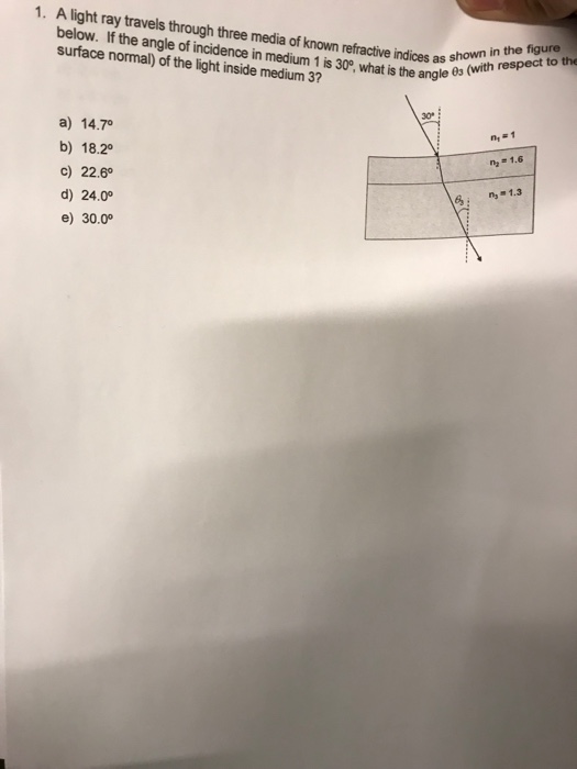 Solved: 1. A Light Ray Travels Through Three Media Of Know... | Chegg.com