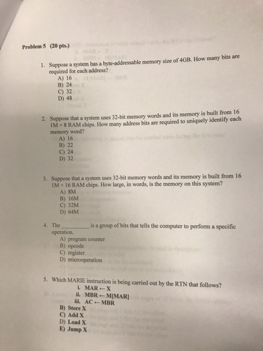 Solved Problem 5 (20 pts.) Suppose a system has a | Chegg.com