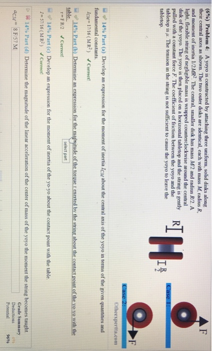 Solved (6%) Problem 4: A yoyo is their central axes as | Chegg.com