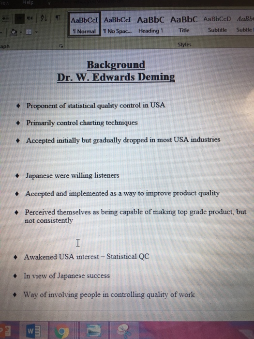 Deming Example, Chapter 3 Find, Discuss, And Submi... | Chegg.com