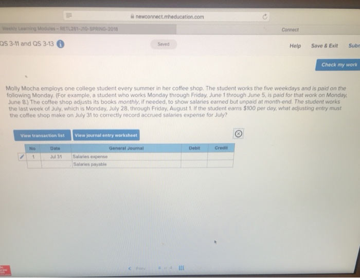 Solved: 을 Newconnect.mheducation.com Weekly Learming Modu... | Chegg.com