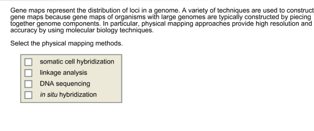 Gene maps represent the distribution of loci in a | Chegg.com