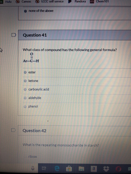 Solved h Hulu Canvas LCCC self service Pandora o Chem 101 | Chegg.com
