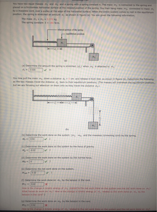 Solved: You Have Two Equal Masses M1 And M2 And A Spring W... | Chegg.com