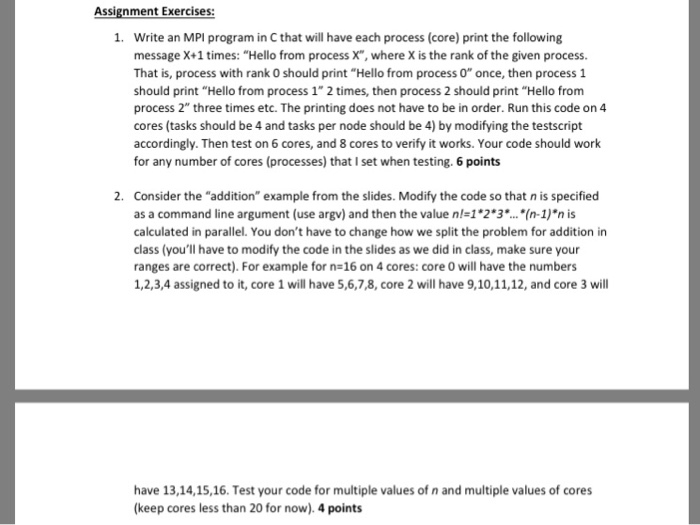 Solved Assignment Exercises 1 Write An Mpi Program In C 