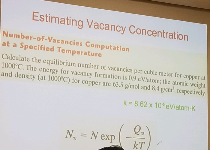 Solved: Estimating Vacancy Concentration Number-of-Vacanci... | Chegg.com