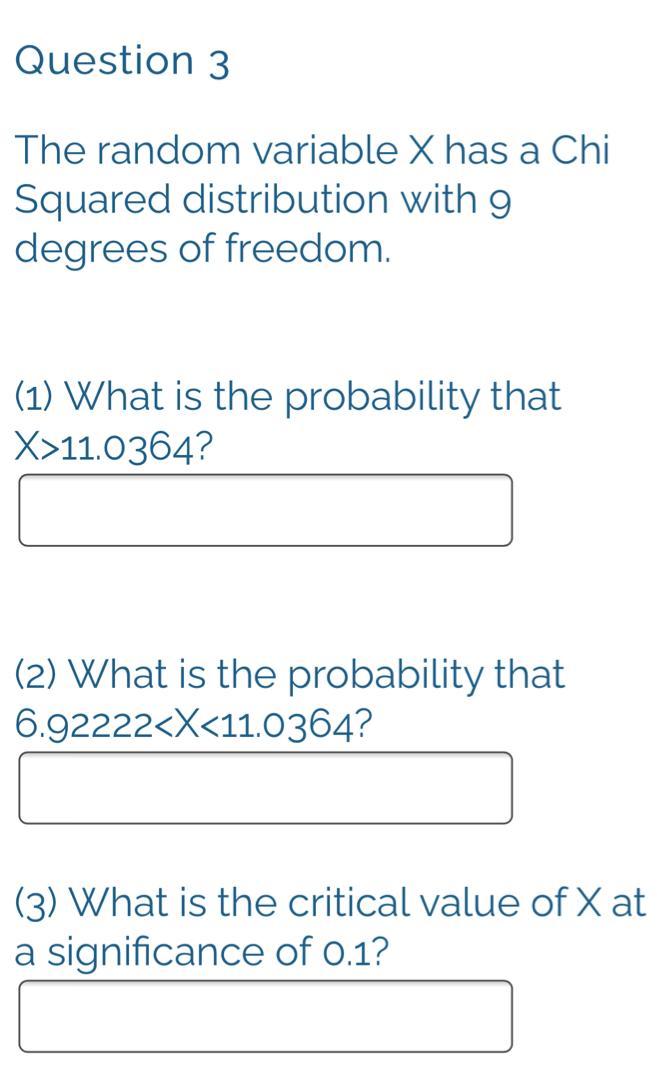 Solved Question 3 The random variable X has a Chi Squared | Chegg.com