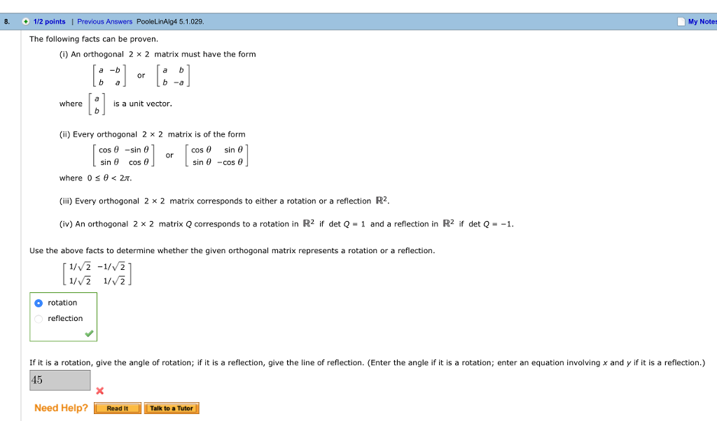 Solved 8. 1/2 points | Previous Answers PooleLinAlg4 | Chegg.com