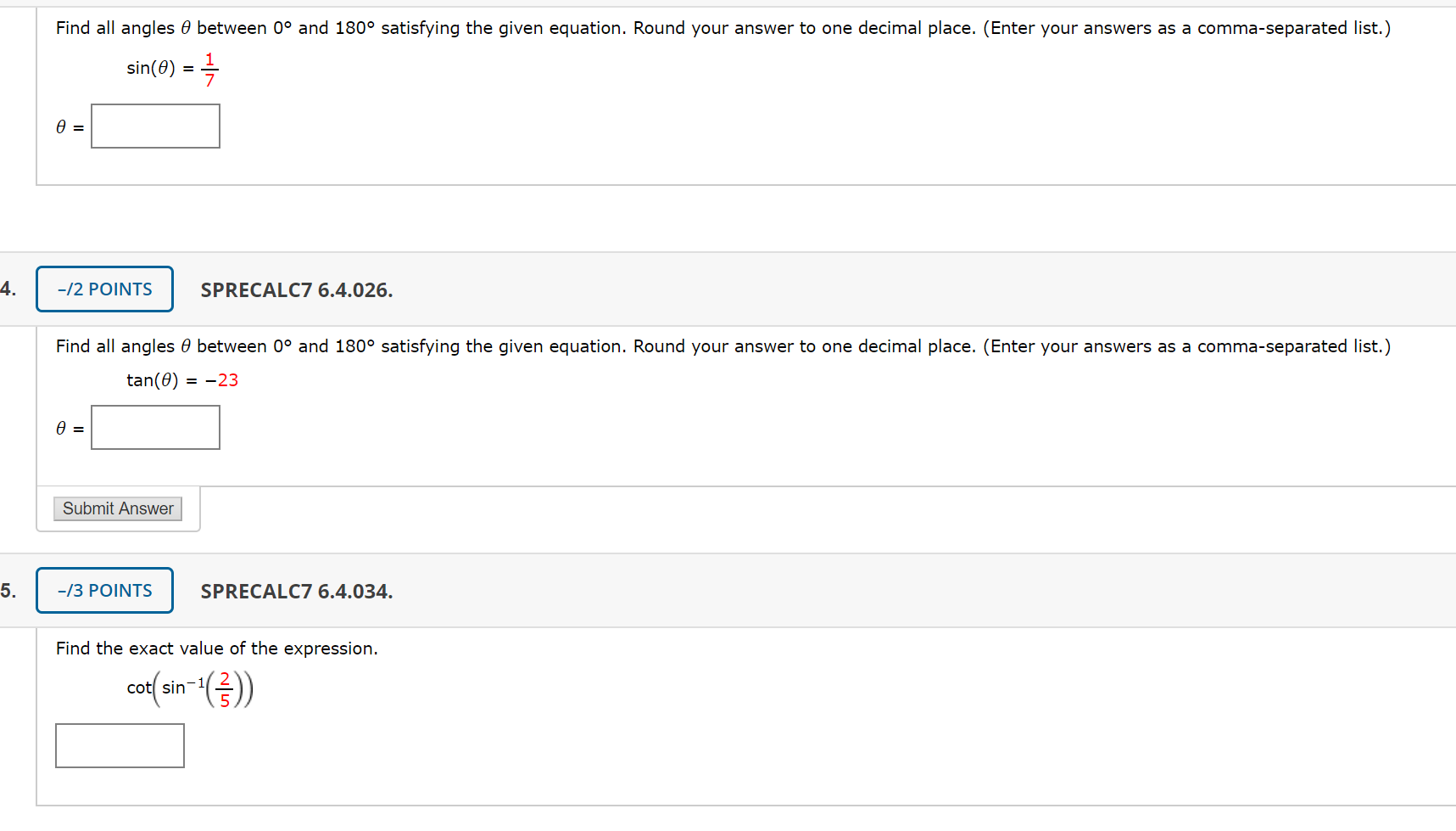 Solved Find all angles between 0° and 180° satisfying the | Chegg.com