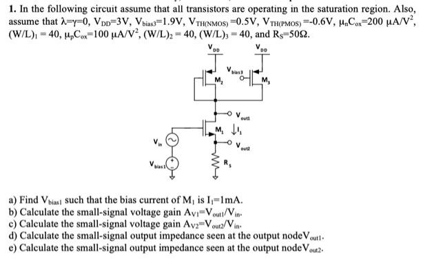 Solved 1. In the following circuit assume that all | Chegg.com