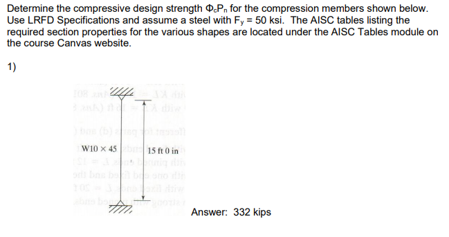 Solved Determine the compressive design strength OcP, for | Chegg.com