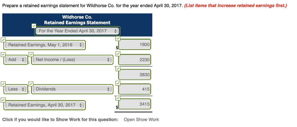 Retained Earnings Statement Wiley Plus