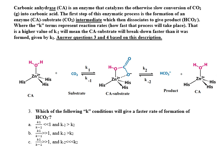 Solved Carbonic anhydrase (CA) is an enzyme that catalyzes | Chegg.com