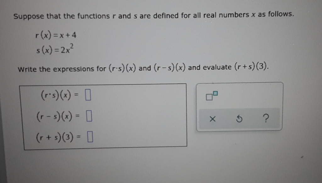 Solved Suppose that the functions r and s are defined for | Chegg.com