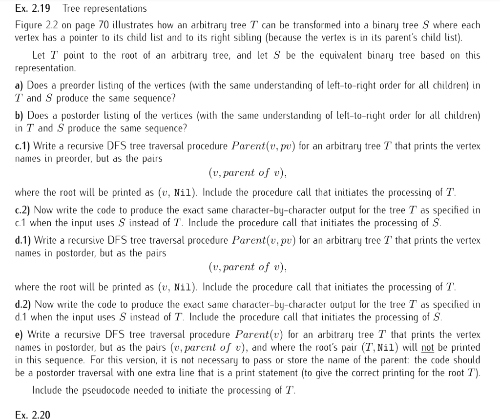 Solved Ex 219 Tree Representations Figure 22 On Page 70 2261