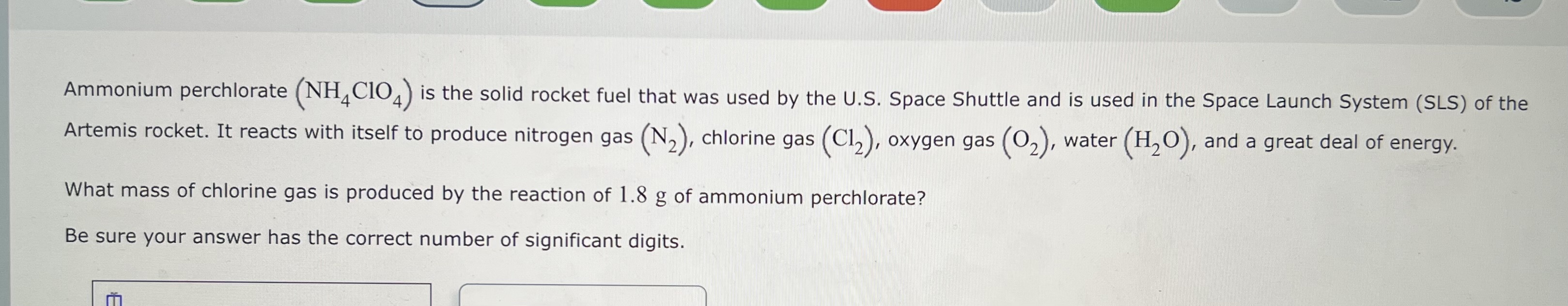 Solved Ammonium perchlorate (NH4ClO4) is the solid rocket | Chegg.com