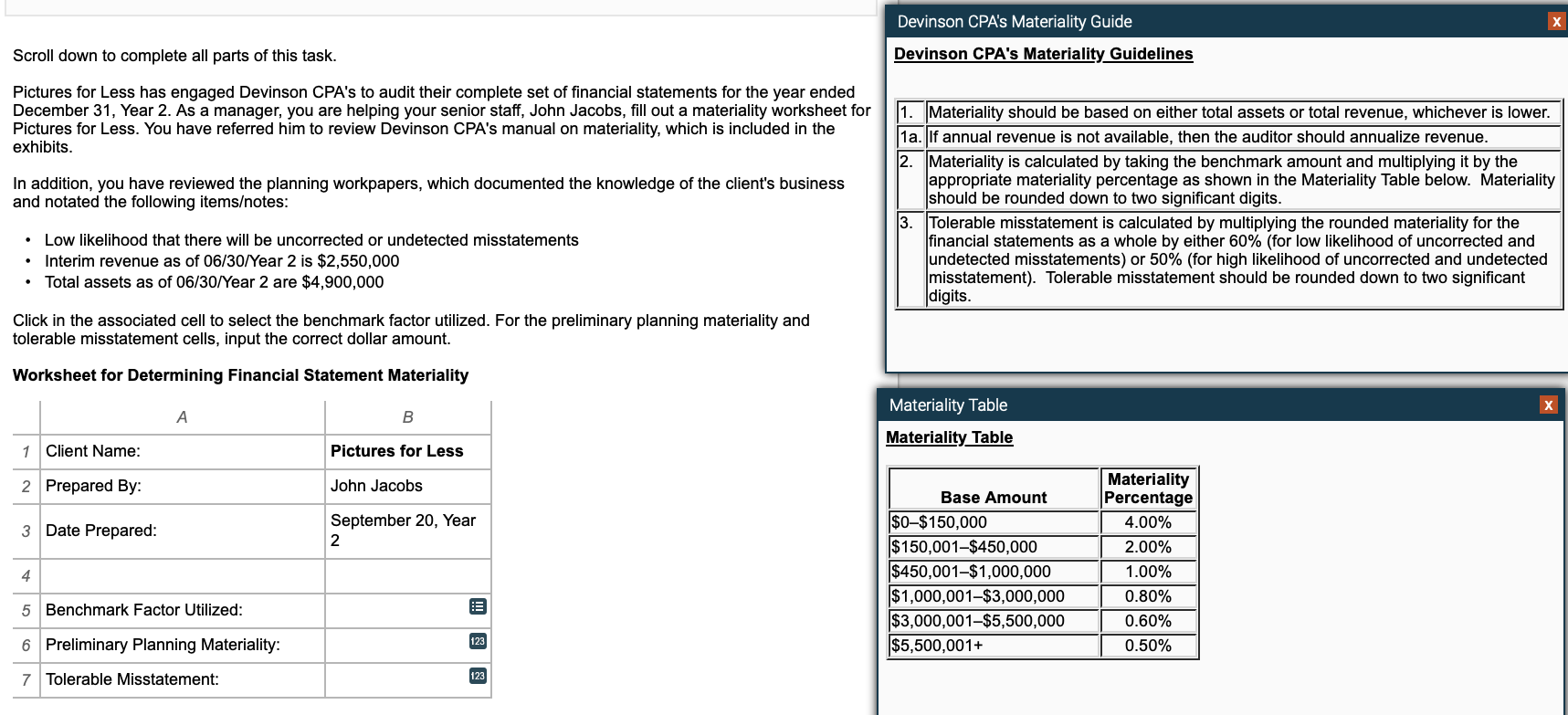 Solved Devinson CPA's Materiality GuideDevinson CPA's | Chegg.com