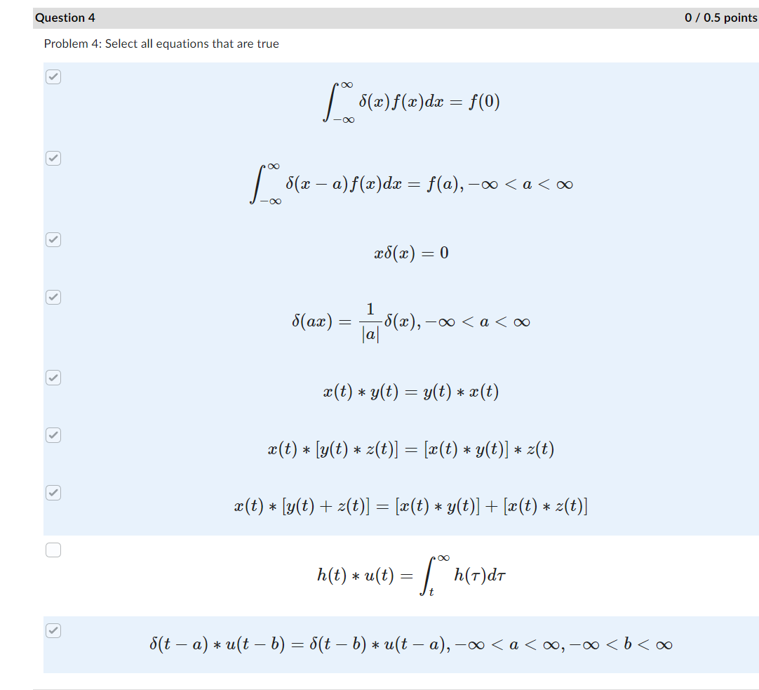 Solved Problem 4: Select all equations that are true | Chegg.com