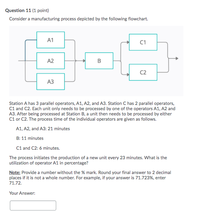 Solved Question 11 (1 point) Consider a manufacturing | Chegg.com