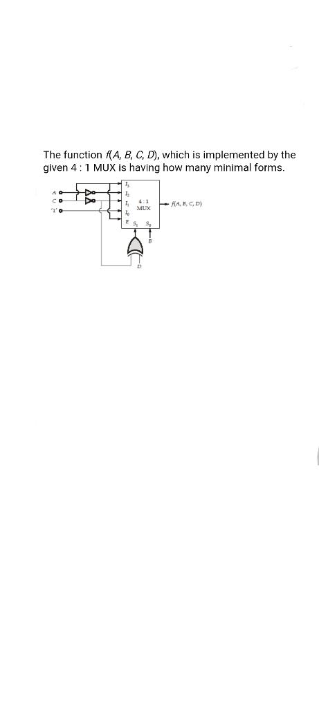 Solved The function f(A, B, C, D), which is implemented by | Chegg.com