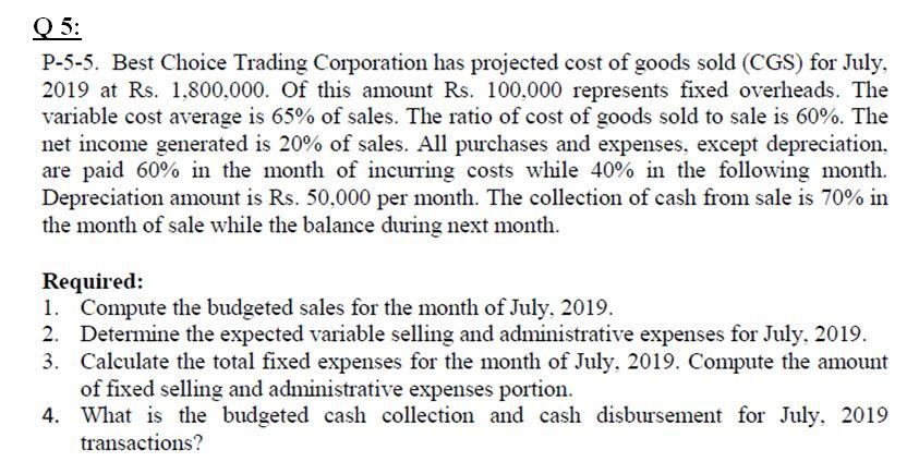 Solved Q5: P-5-5. Best Choice Trading Corporation has | Chegg.com