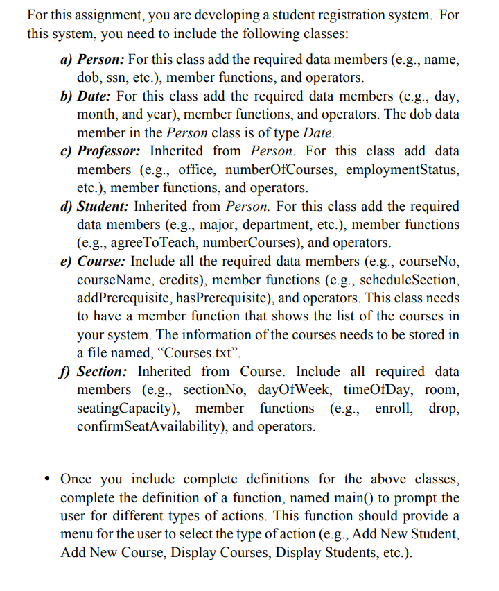 Solved For this assignment, you are developing a student | Chegg.com