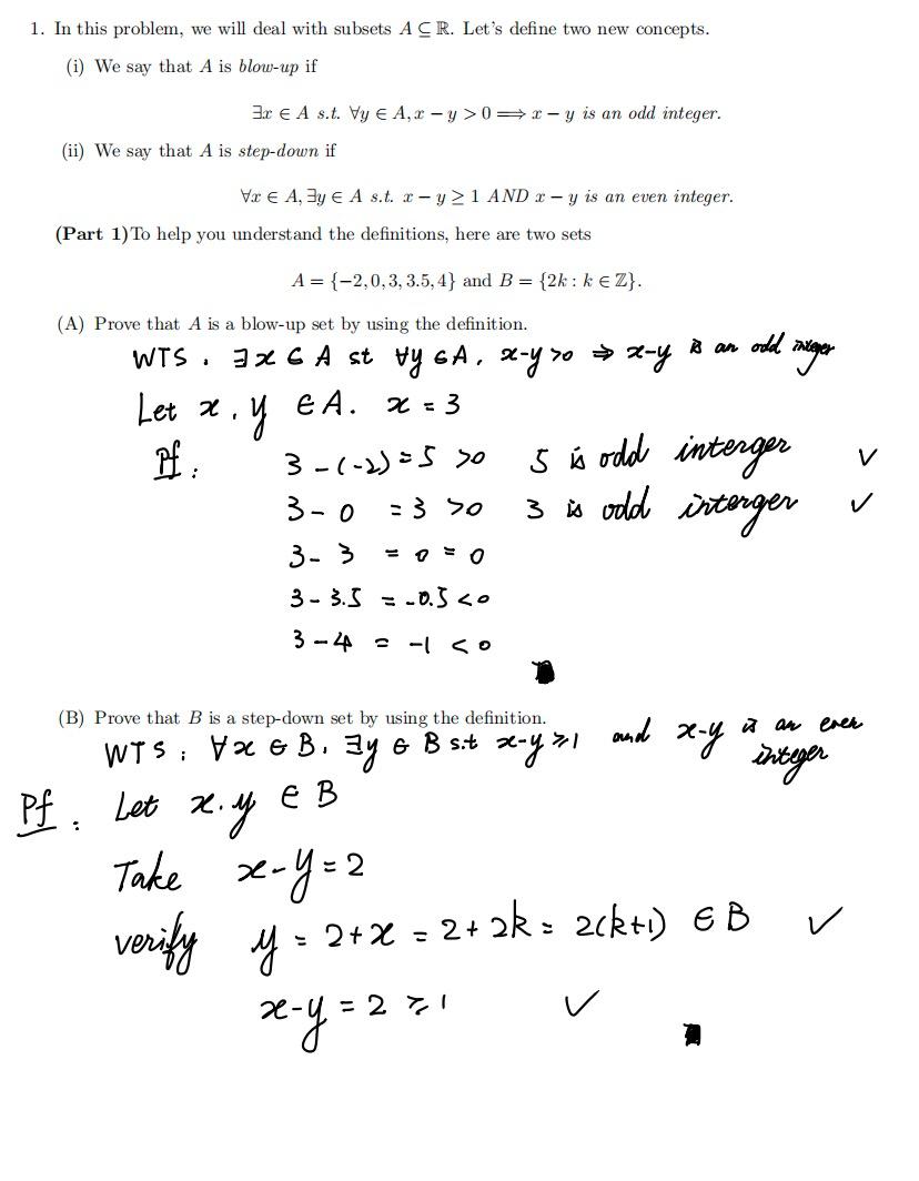Solved (c) If A is not blow-up, then A is step-down. WTS: | Chegg.com