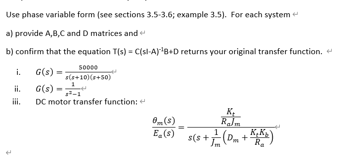 Solved Use phase variable form (see sections 3.5-3.6; | Chegg.com