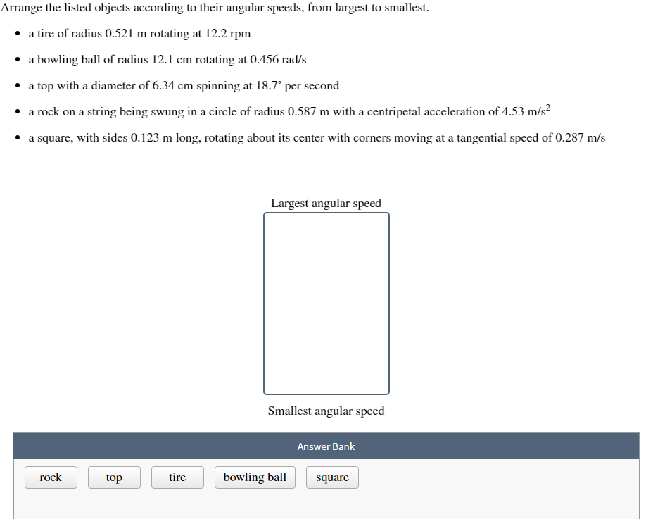 Solved Arrange the listed objects according to their angular | Chegg.com