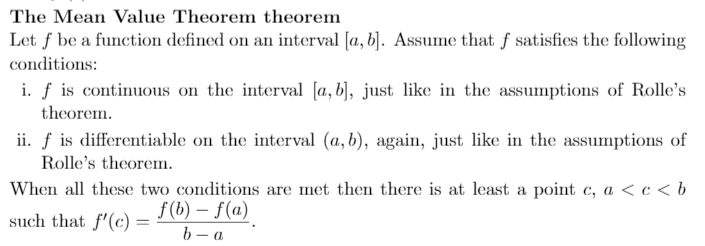 Solved The Mean Value Theorem theorem Let f be a function | Chegg.com