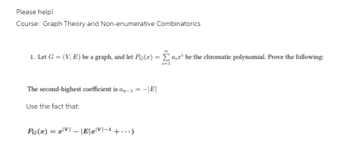 Solved Please Help Course Graph Theory And Non Enumerative 