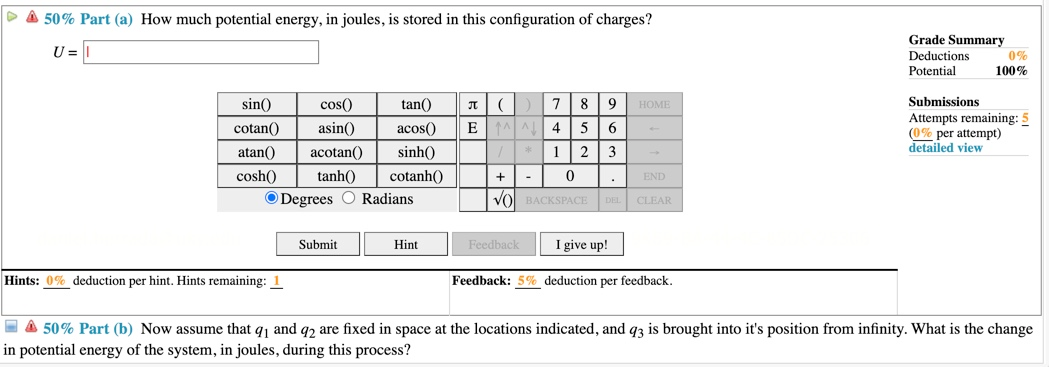 Solved (7%) Problem 7: Consider the arrangement of three | Chegg.com