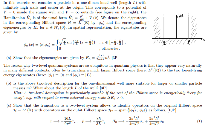 Solved In this exercise we consider a particle in a | Chegg.com