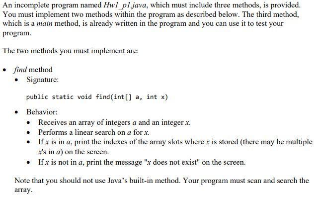 Solved An incomplete program named Hwl_pl.java, which must | Chegg.com