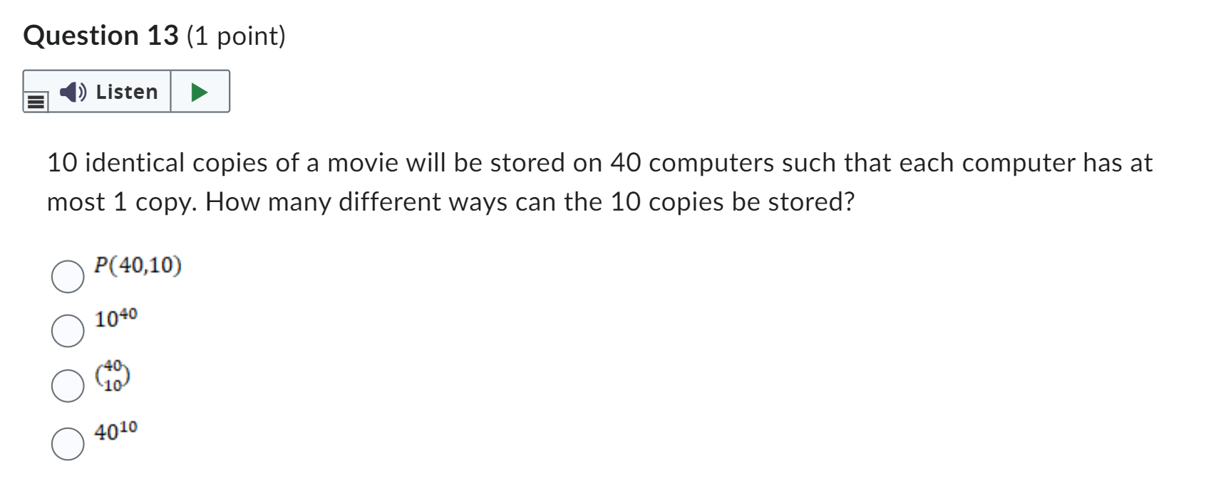 Solved 10 identical copies of a movie will be stored on 40 | Chegg.com