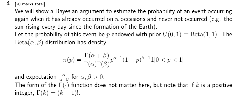 Solved 4. [20 marks total] We will show a Bayesian argument | Chegg.com