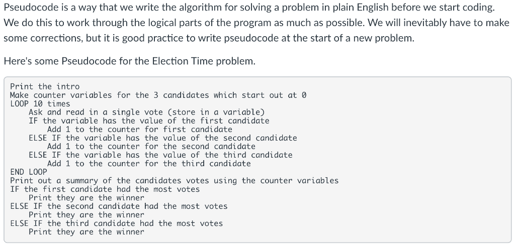 Solved Instruction: Create an election program that accepts | Chegg.com