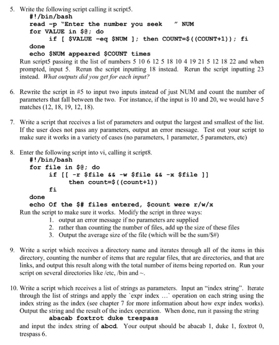 Solved 5 Write The Following Script Calling It Script5 1 