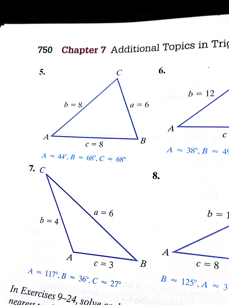 Solved 750 Chapter 7 Additional Topics in Trig 5. b = 12 a=6 | Chegg.com