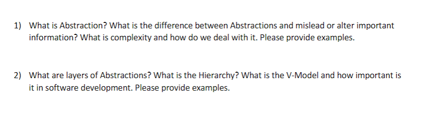 Solved What is Abstraction? What is the difference between | Chegg.com