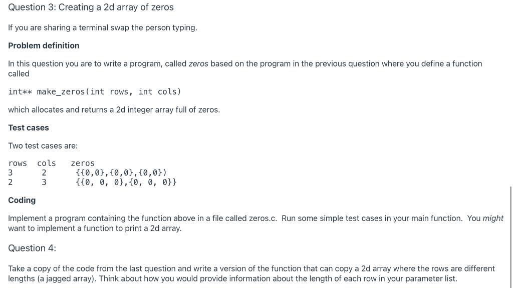Solved Pre-Workshop preparation: Question 1: Copying a 2d | Chegg.com