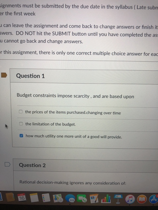 Solved signments must be submitted by the due date in the | Chegg.com