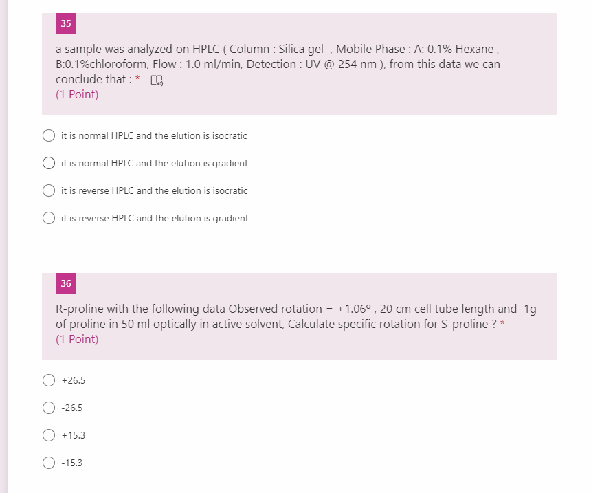 Solved 35 a sample was analyzed on HPLC (Column : Silica gel | Chegg.com