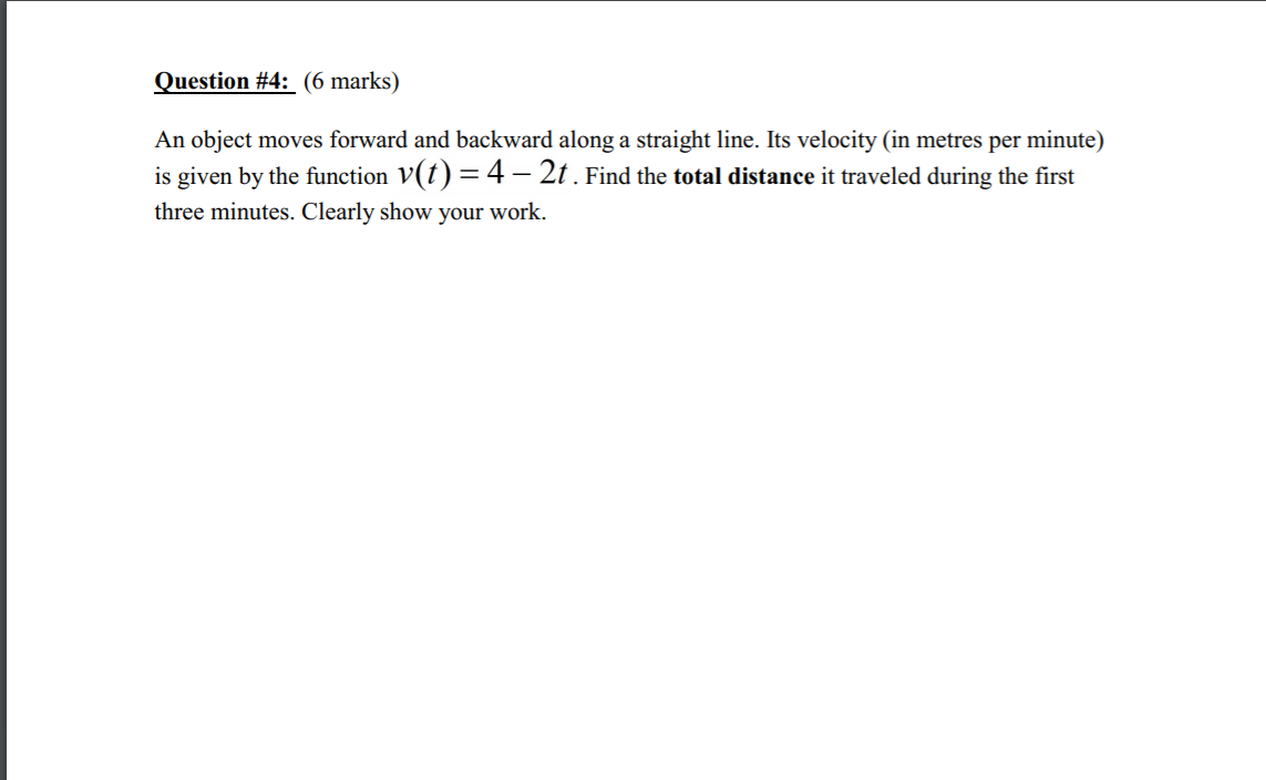 Solved Question #4: (6 marks) An object moves forward and | Chegg.com