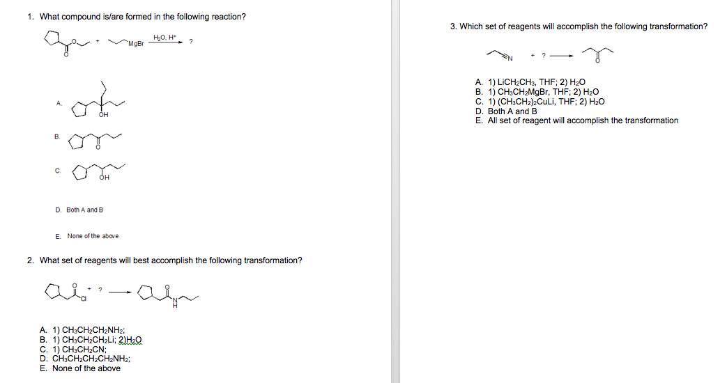 Solved 1. What compound is/are formed in the following | Chegg.com