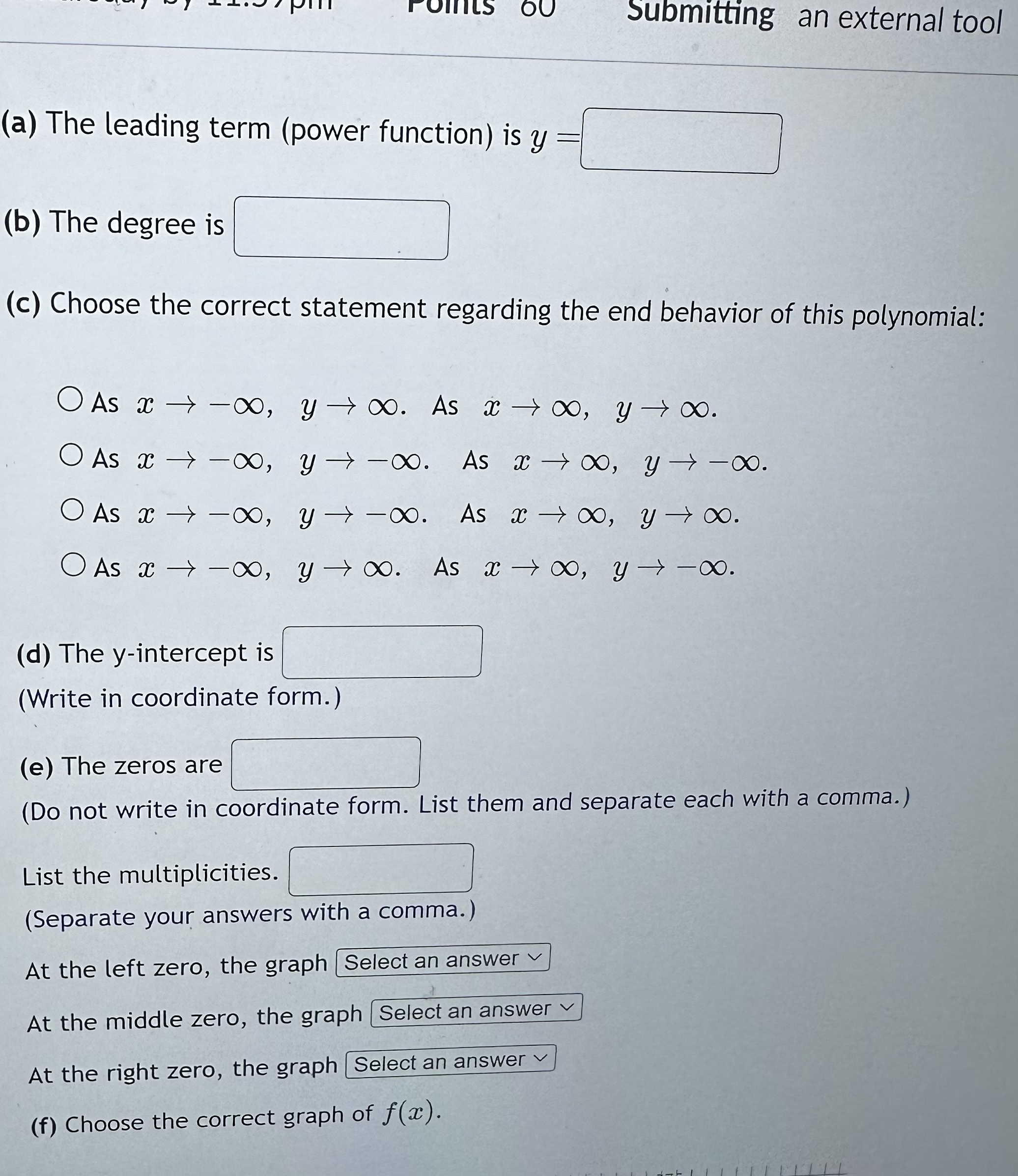 (a) The leading term (power function) is y= (b) The | Chegg.com