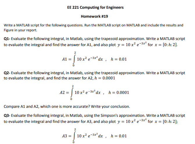 Solved EE 221 Computing for Engineers Homework #19 Write a | Chegg.com