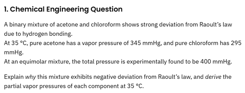 Solved 1. ﻿Chemical Engineering Question A binary mixture of | Chegg.com